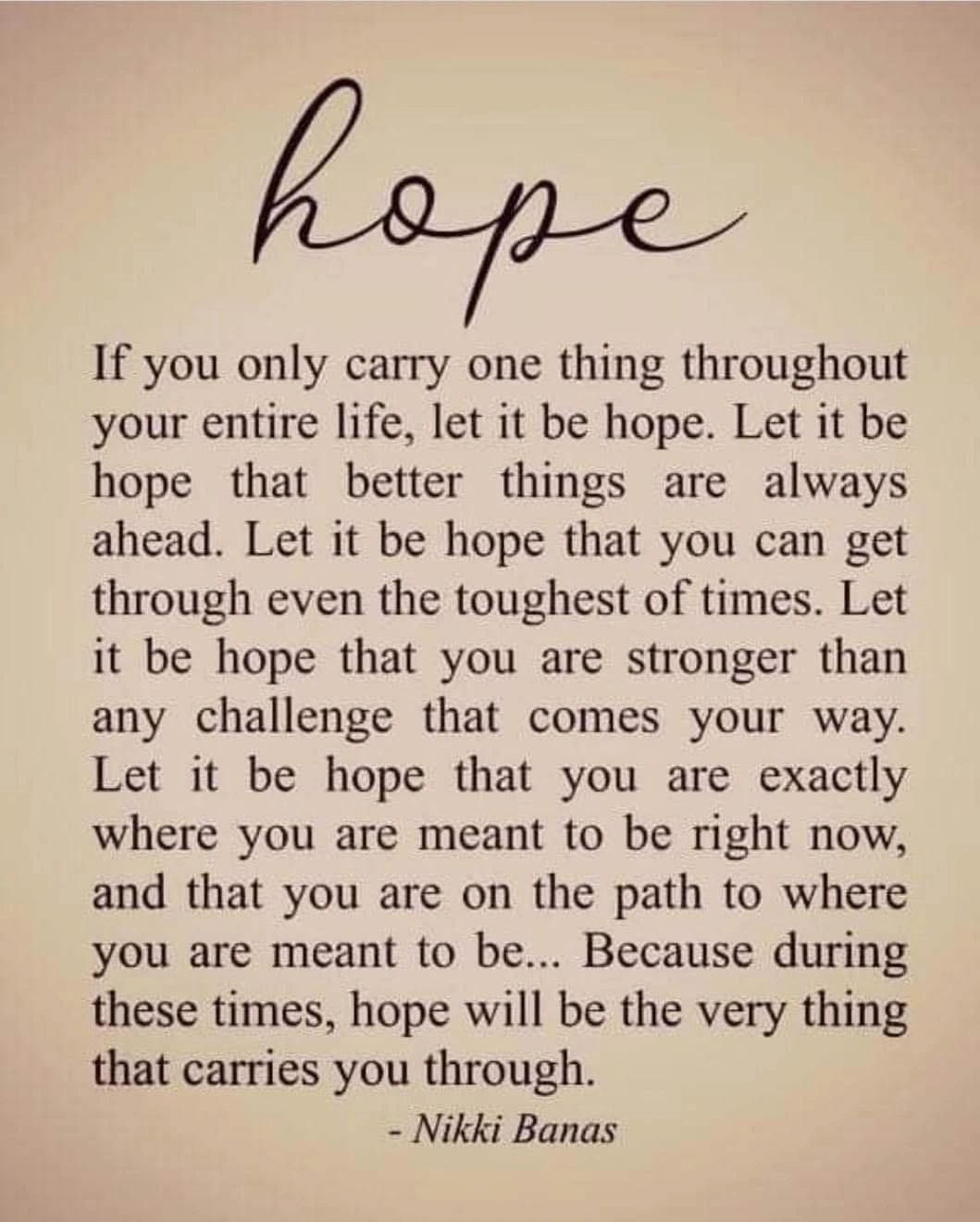 Carrying Hope Wherever We Go