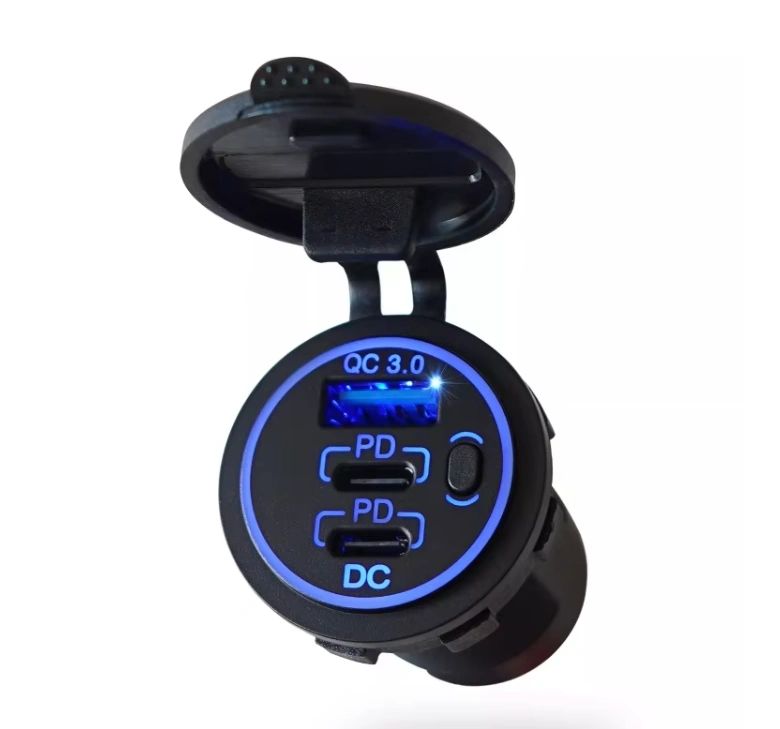 12V Dual USB C Car Charger Socket
