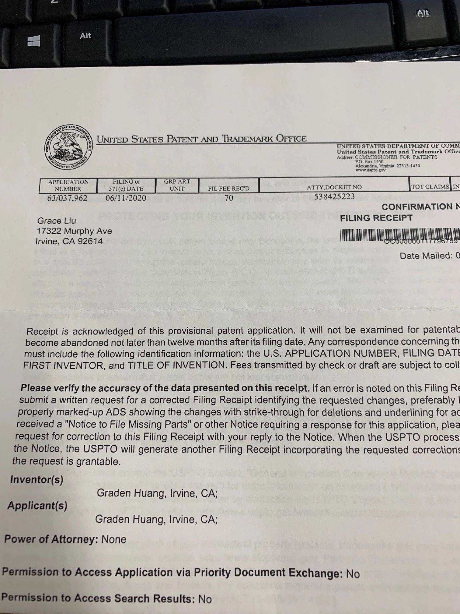 Congrats on Patent Acceptance!