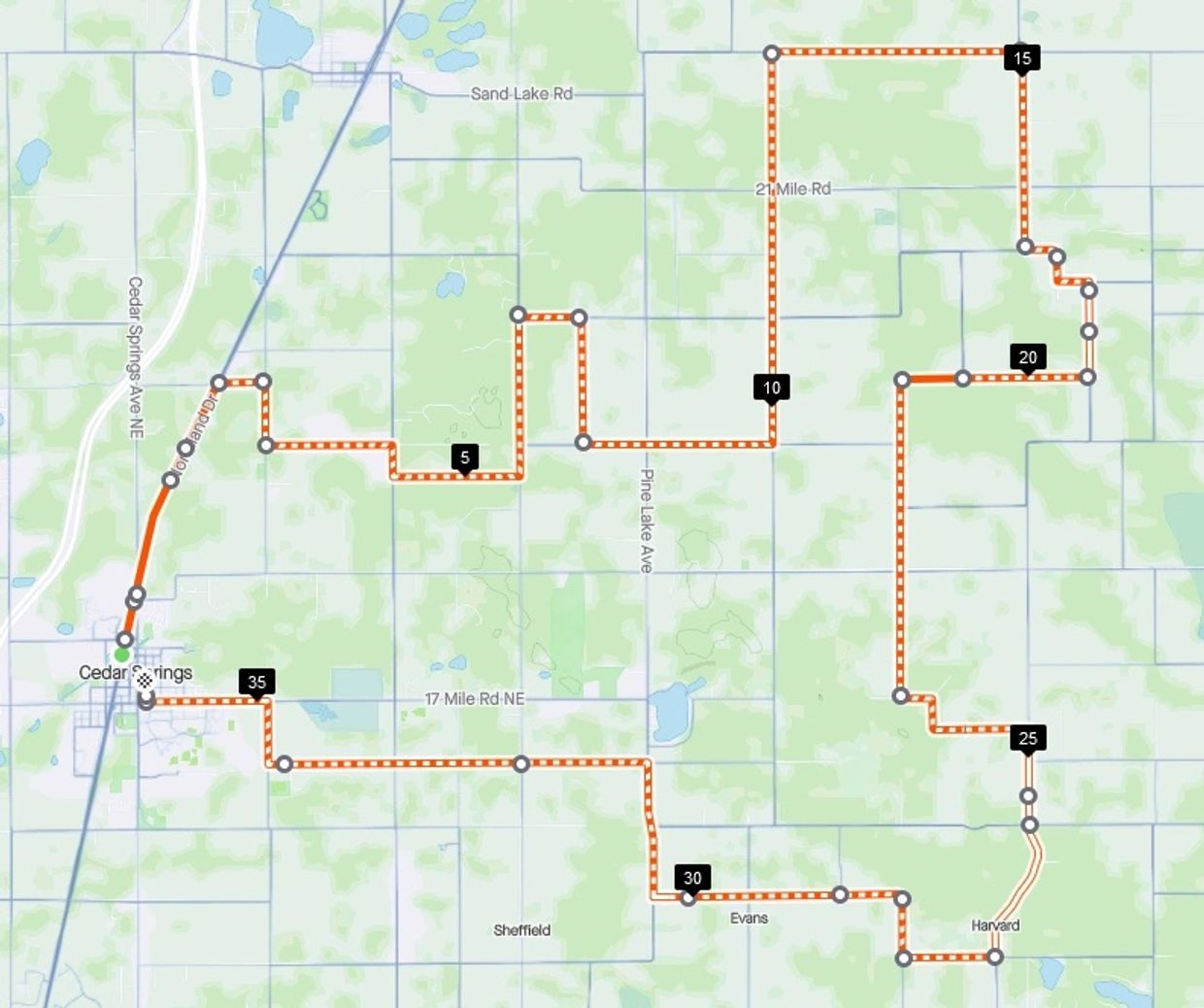 36 Mile Route Map