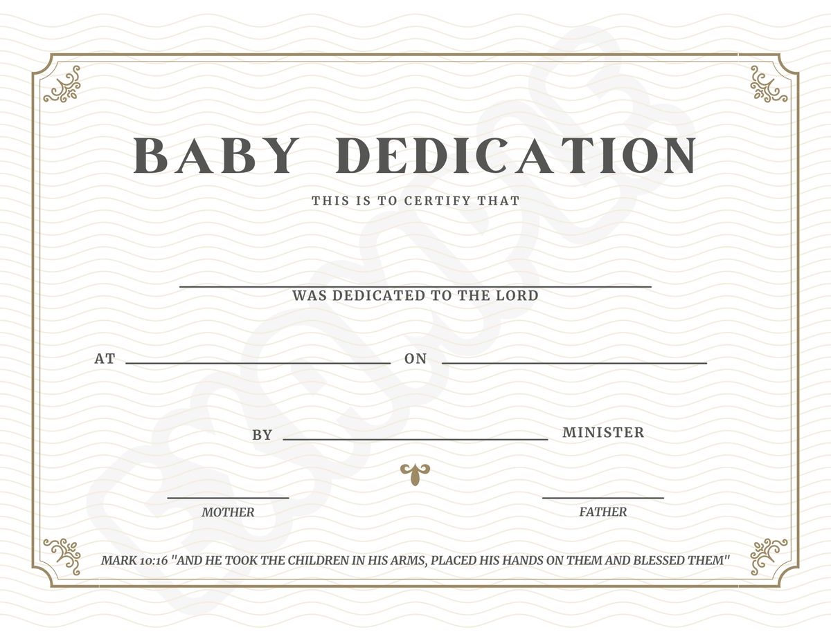 Baby Dedication Certificate Modern