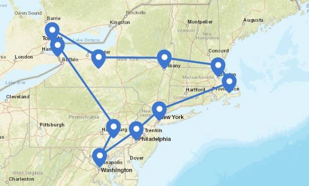 Prueba Del Mapa De Los Estados De La Costa Este Mapas De Costa Rica