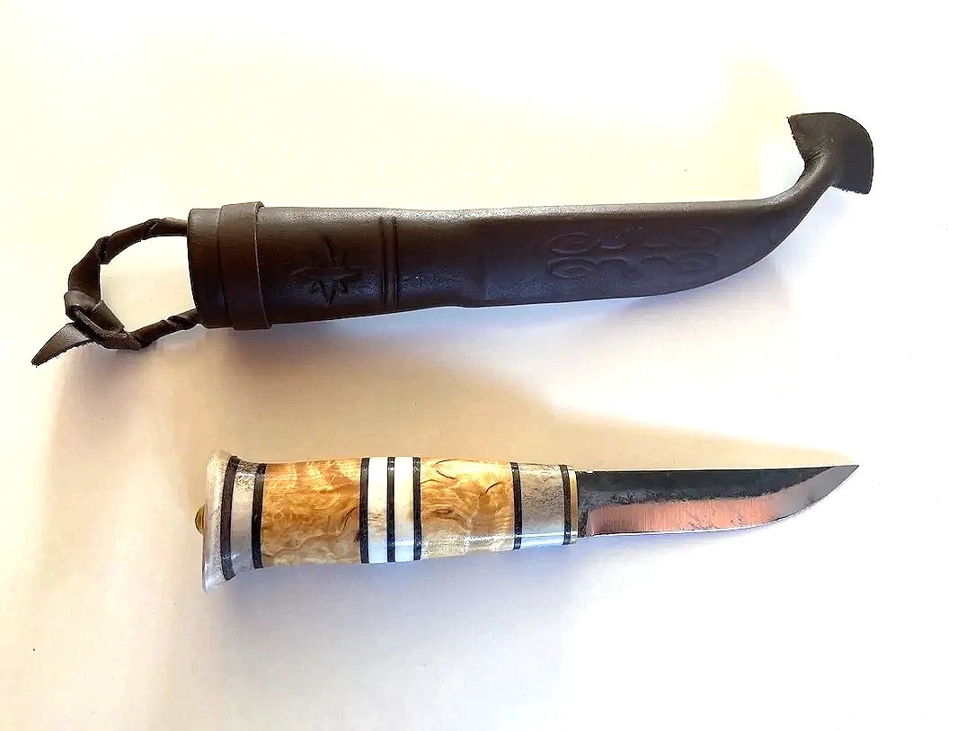 95mm Scandinavian Bushcraft Knife - Hand Forged Carbon Steel Blade ...