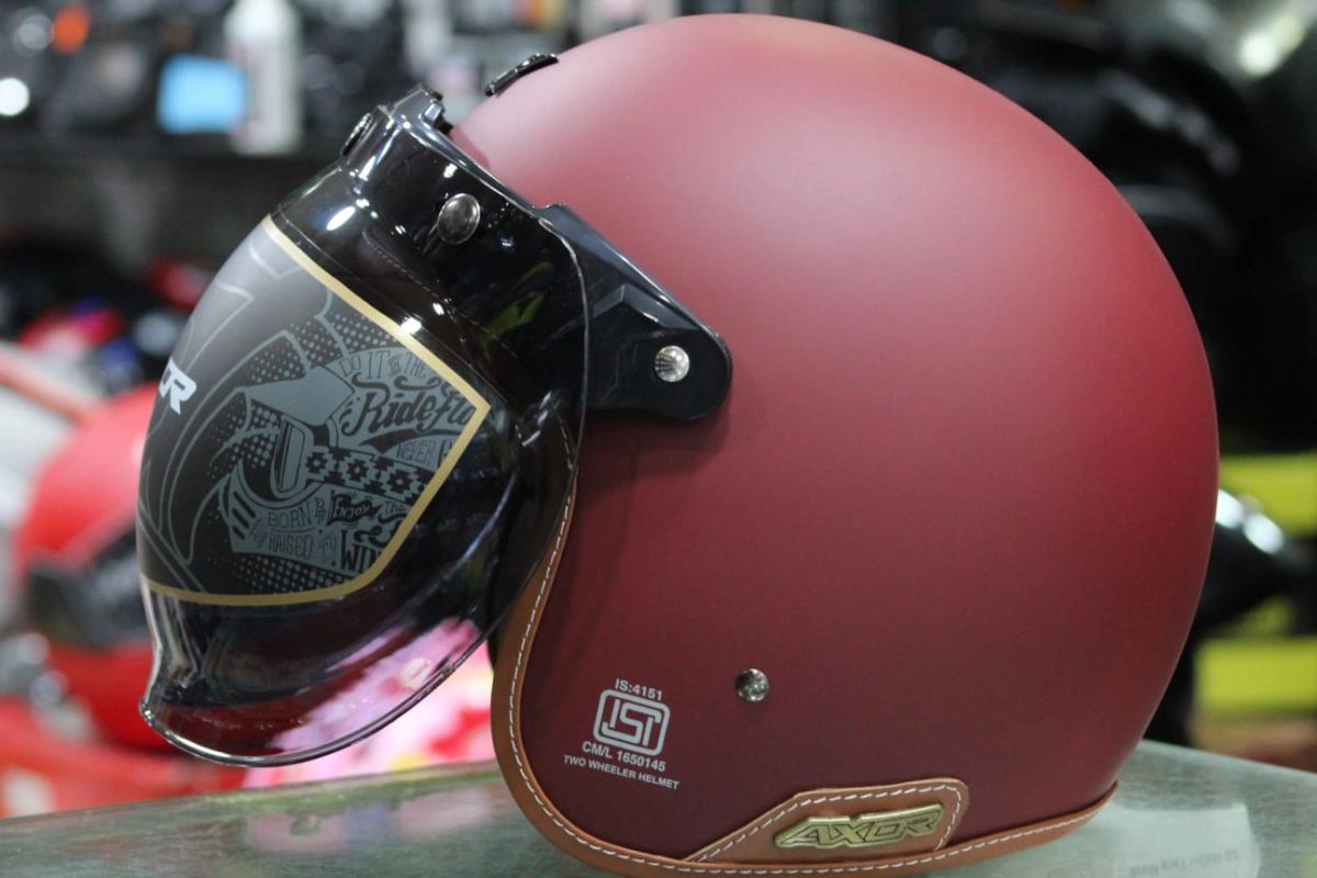 AXOR RETRO JET LEATHER HELMET (CHESTNUT RED)