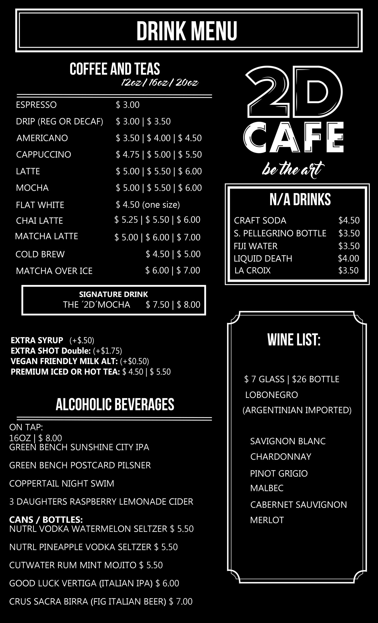 MENU | 2D Cafe