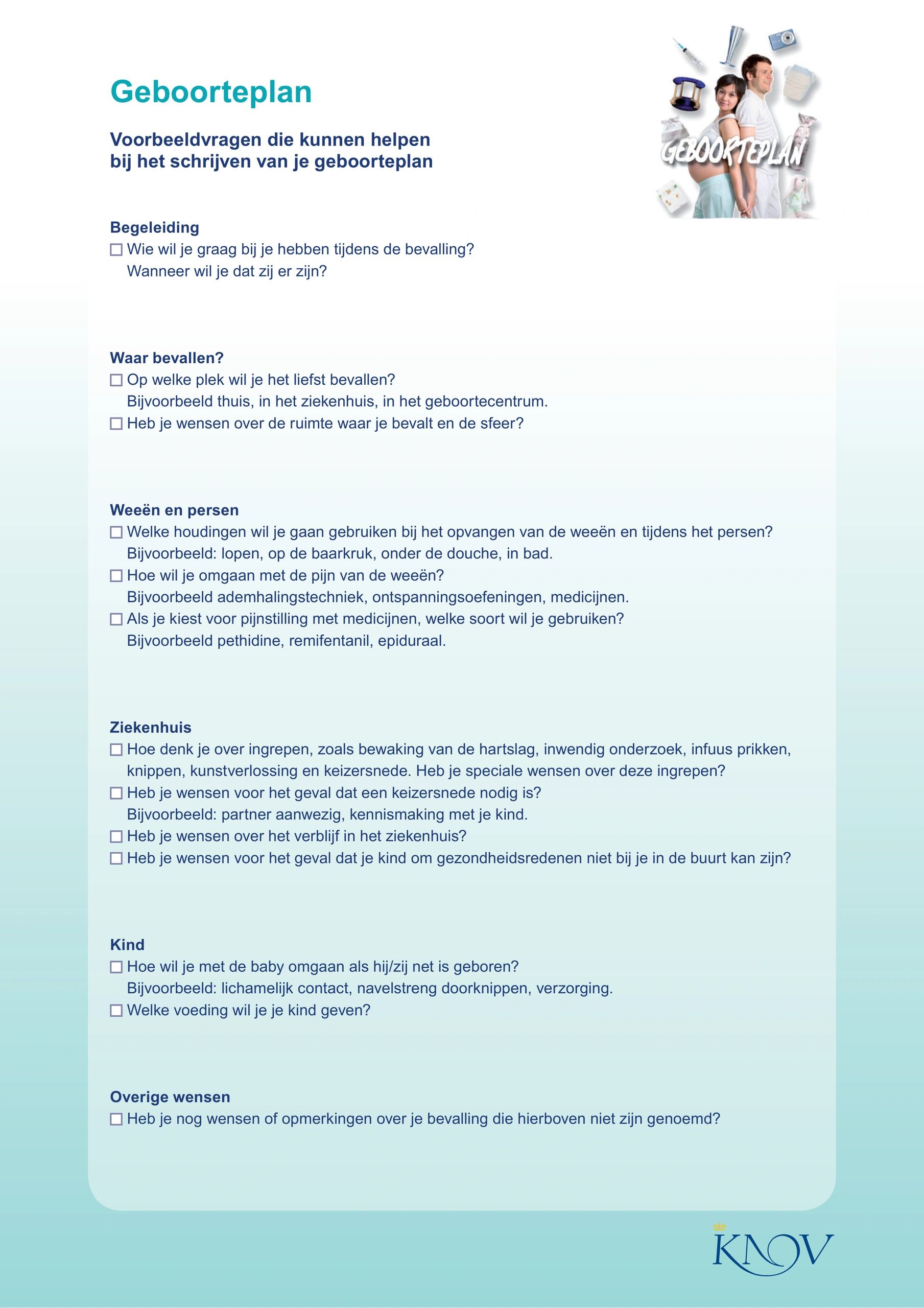 Geboorteplan of bevalplan