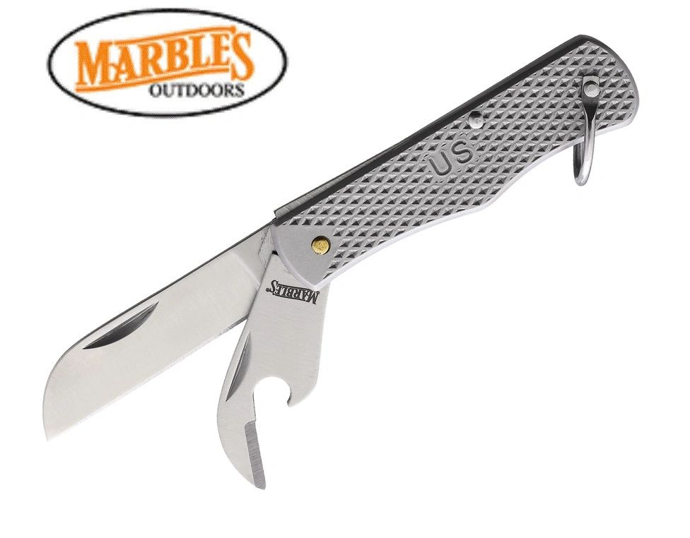 Marbles US GI Pocket Knife Satin finish stainless handle Bail