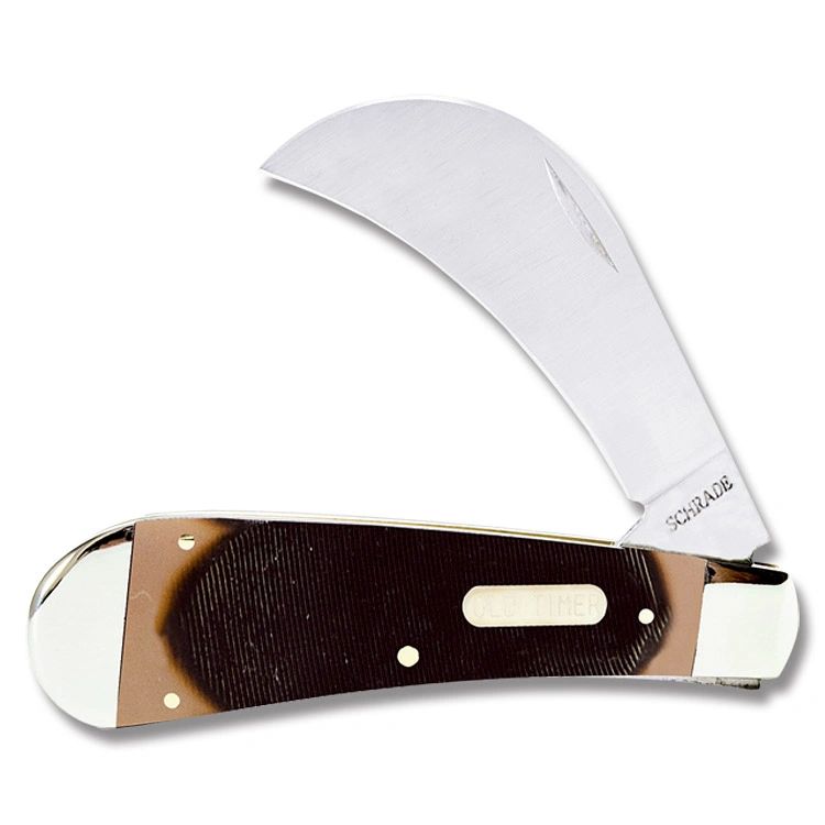 Schrade Old Timer Hawkbill Pocket Knife Sawcut Handle 16OT