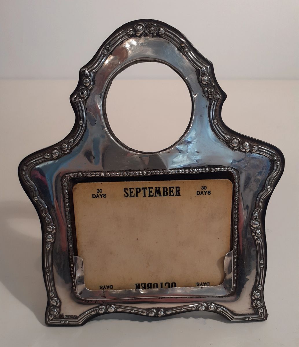 Sold, Silver Calendar with three month slides, Hallmarked Birmingham 1910,