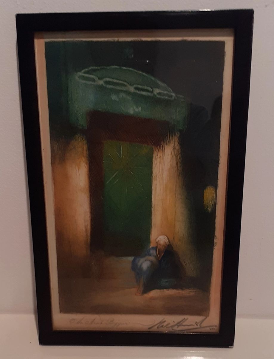 SOLD, Artist Proof, Etching "An Arab Beggar" by Hal Hurst (1865-1938)