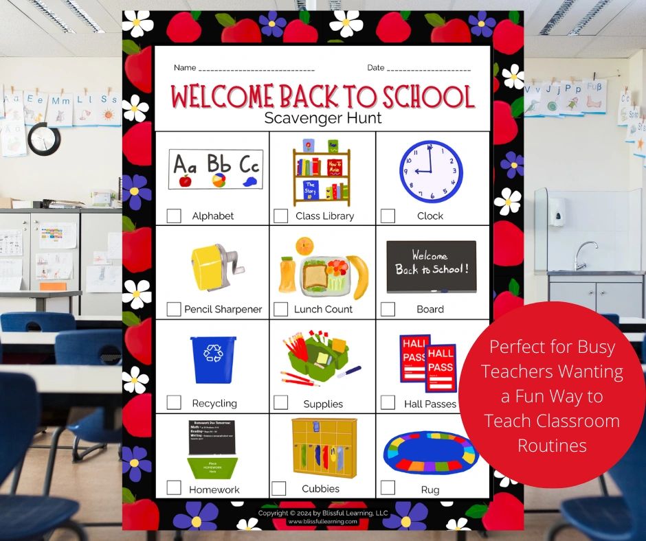 Teaching Classroom Routines & Expectations with a Scavenger Hunt