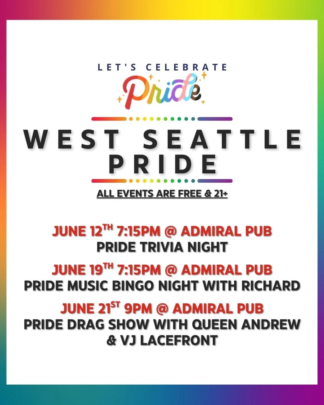 West Seattle Pride 2025 – Celebrate at The Admiral Pub