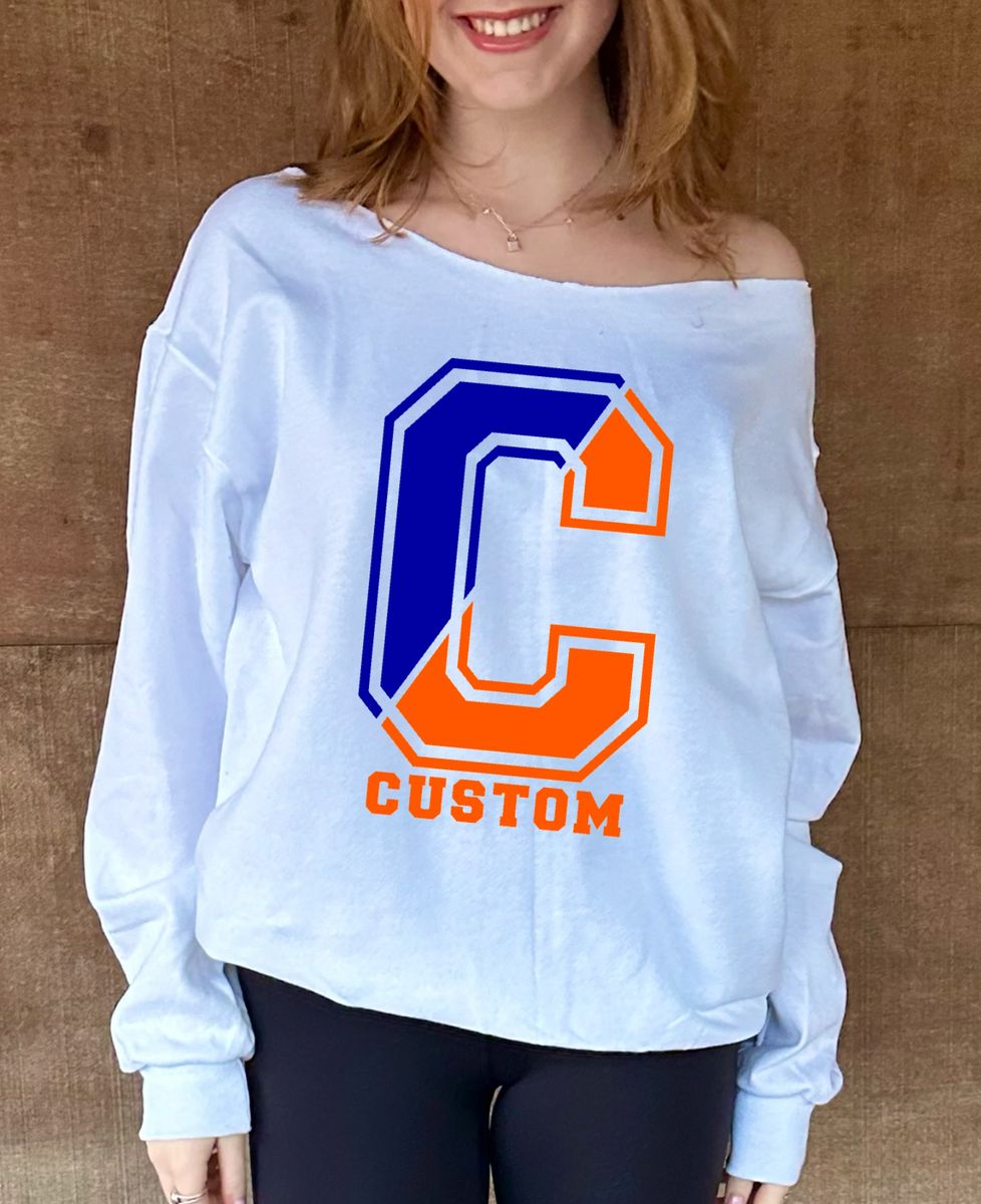 VARSITY BIG INITIAL OFF SHOULDER CREW (OR NOT)