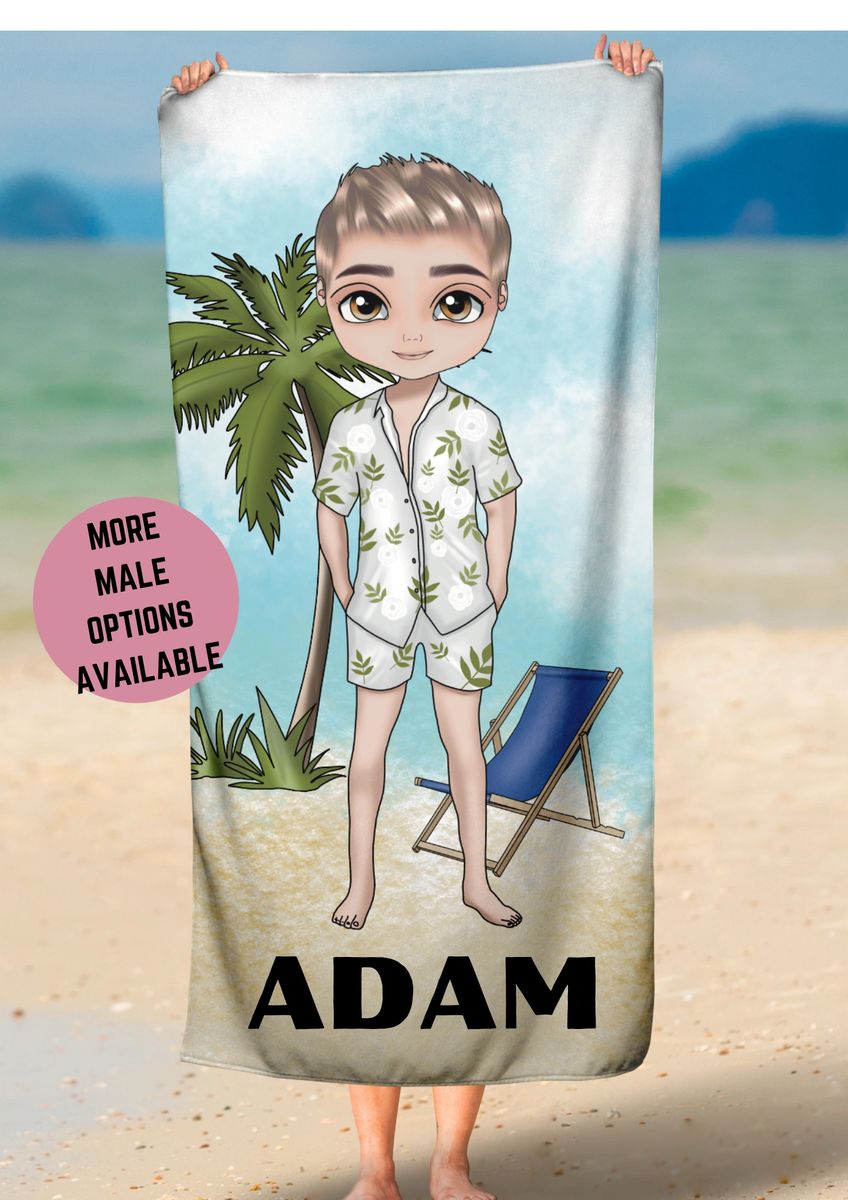Mens Personalised Character Towel