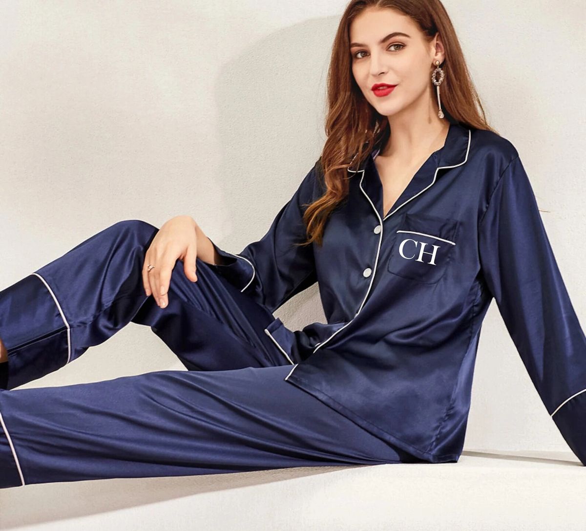 EMMA Long Pyjamas Set-Navy