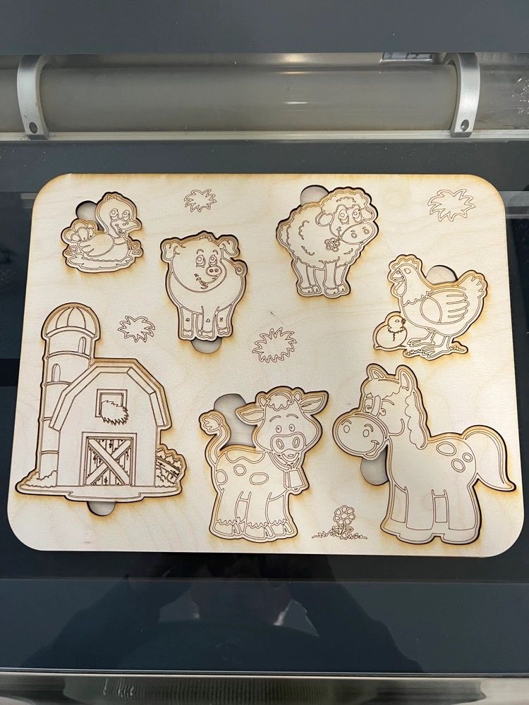 glowforge farm animal puzzle