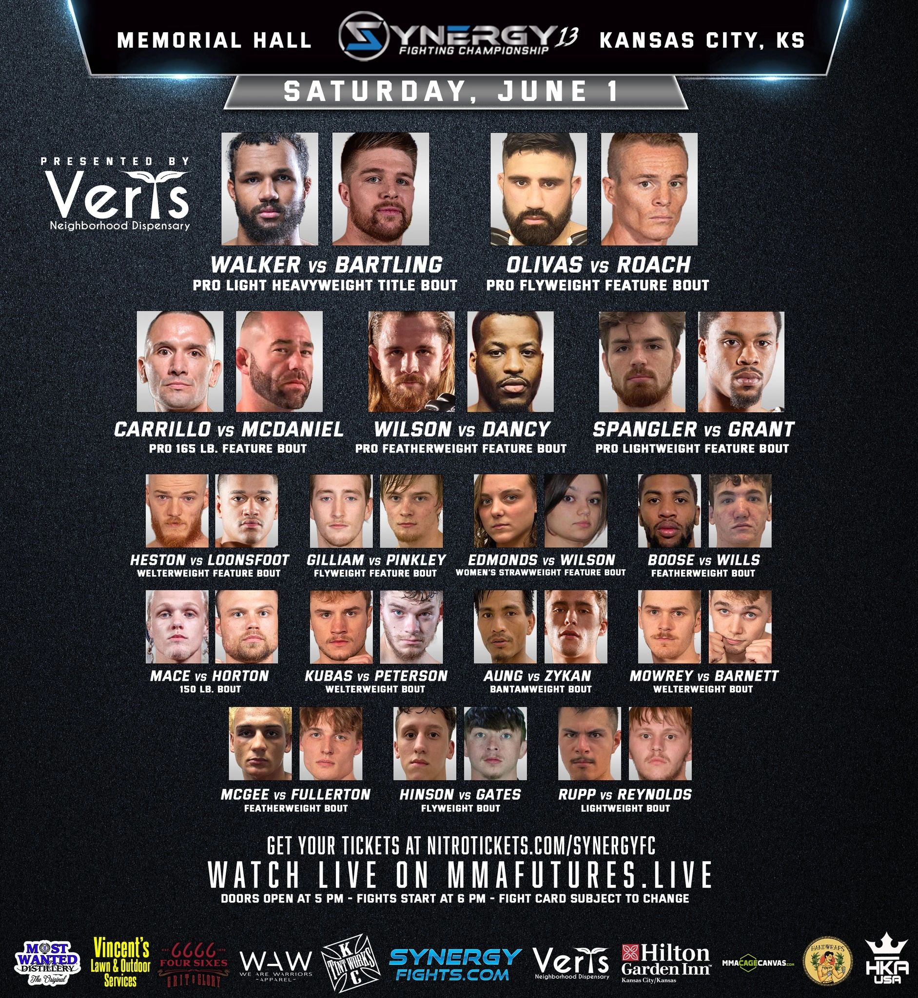 Check out the Synergy FC 13 Fight Card!
