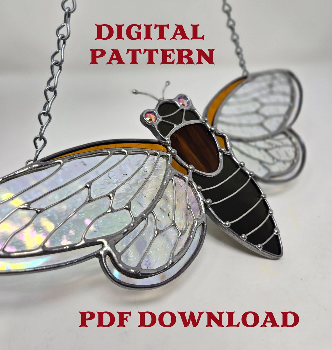 Full Cicada Stained Glass DIGITAL PATTERN