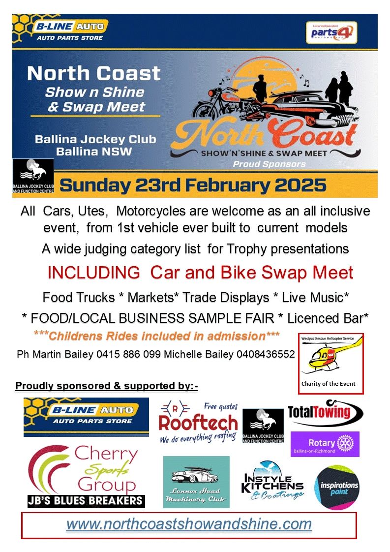 North Coast Show and Shine and Swap Meet. 23rd Feb 2025