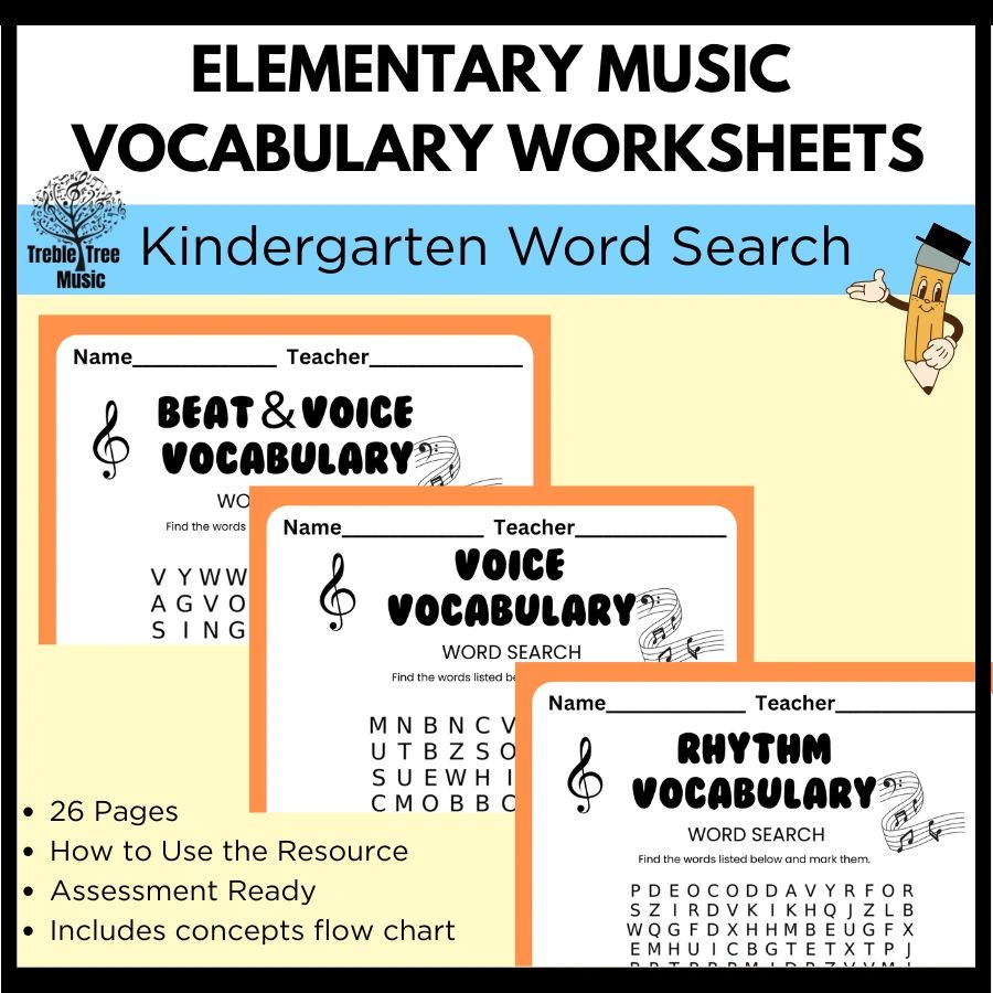 Kindergarten Music Word Search FUN