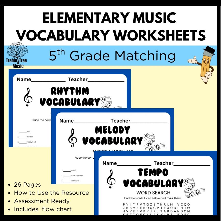 5th Grade Music Vocabulary Matching Activities