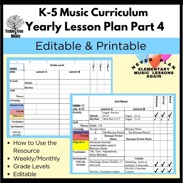 Plan Once-Teach for Years: K–5 Music Lesson Plan Template