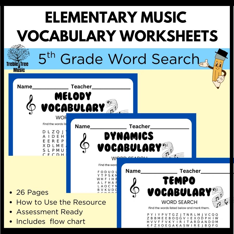 5th Grade Music Vocabulary: Word Searches for Learning and Fun