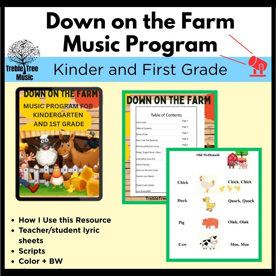 Down on the Farm: Music Program for Kindergarten and 1st Grade