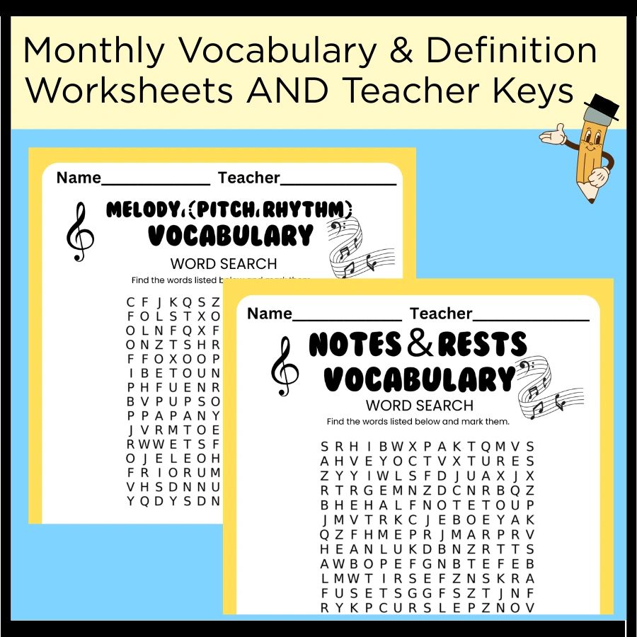 2nd Grade Music Vocabulary Word Searches That Teach!