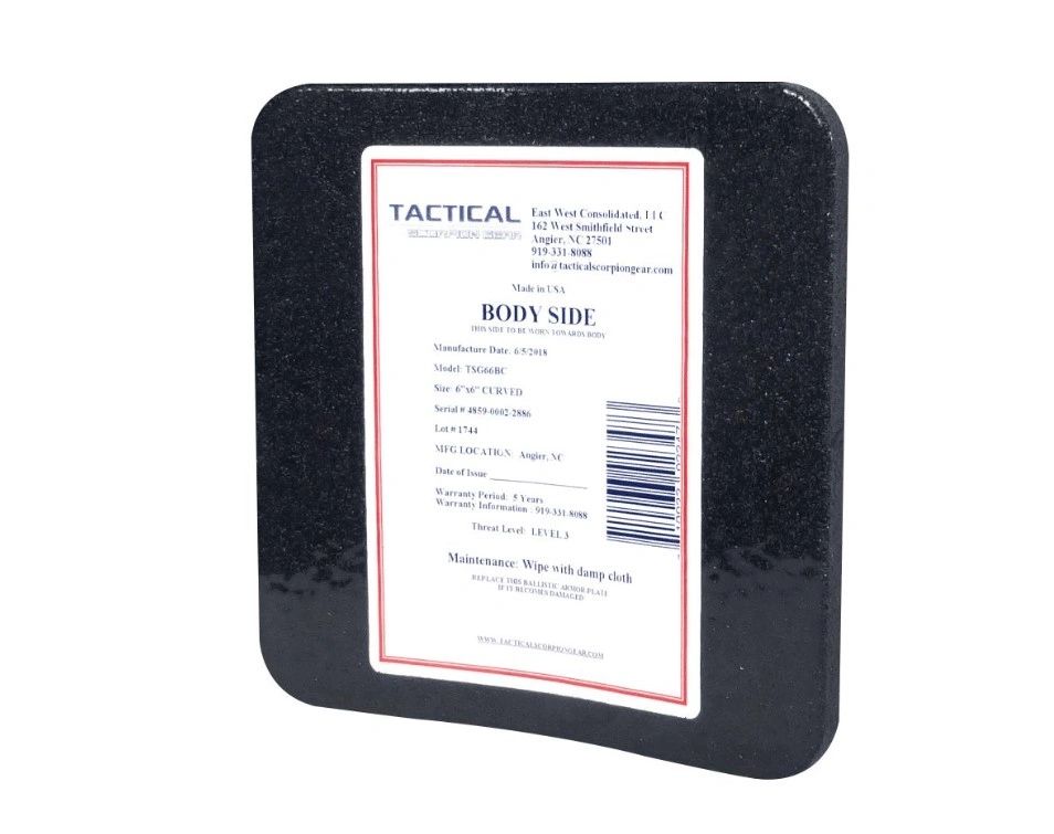 TACTICAL SCORPION GEAR LEVEL III AR500 STEEL CORE BODY ARMOR 6X6 FLAT ...