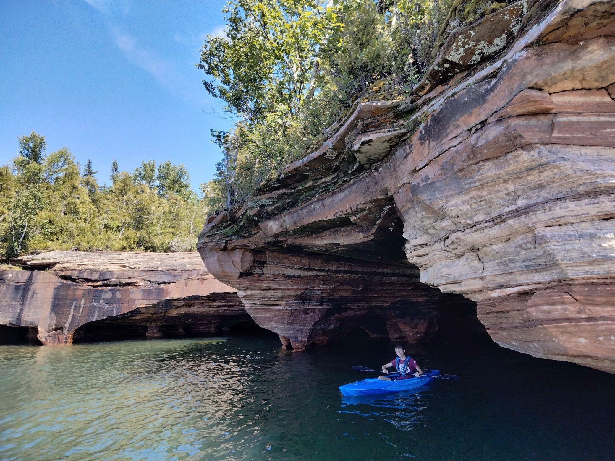 Devil's Island sea caves with Kayaks