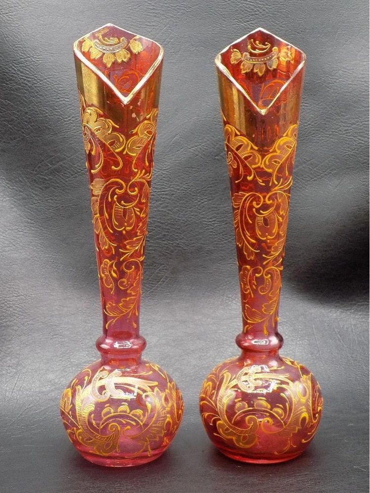 Vintage Moser Pair of Vases