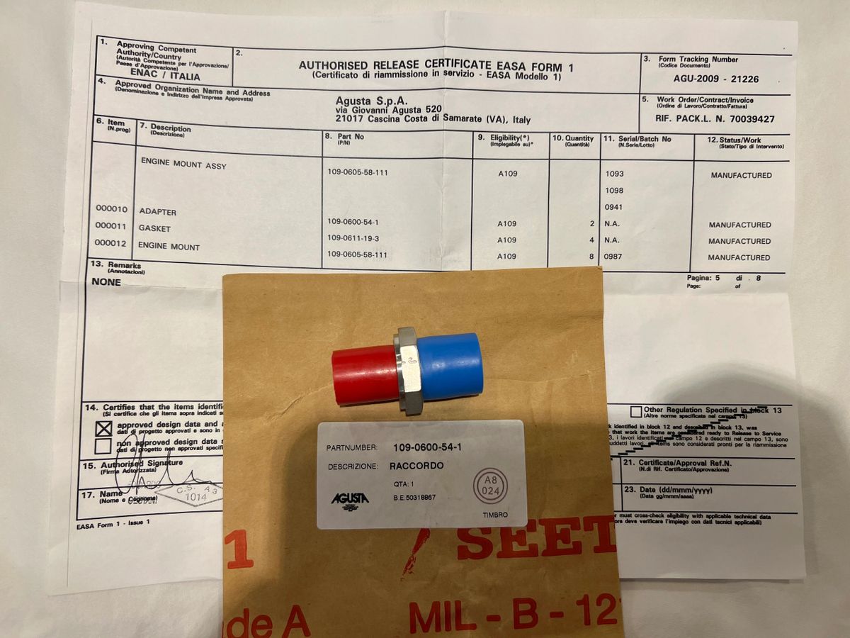 109-0600-54-1 Adapter new with EASA Form 1