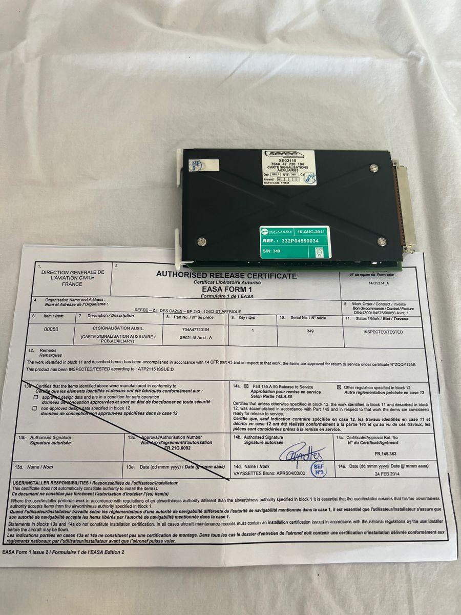 704A47720104 PCB auxiliary board with EASA Form 1