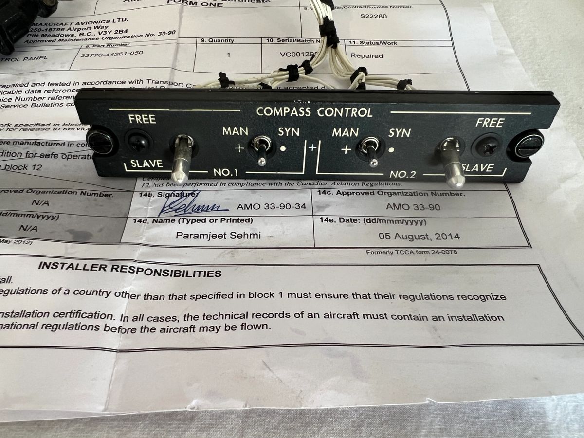 33776-44261-050 Compass control panel with Transport Canada Form 1