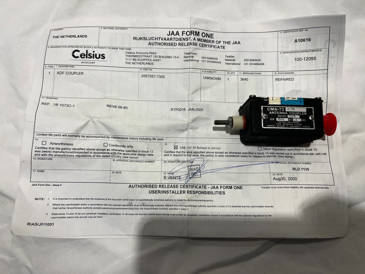 2067557-7305 Coupler antenna CMA-73A-78 with JAA Form 1