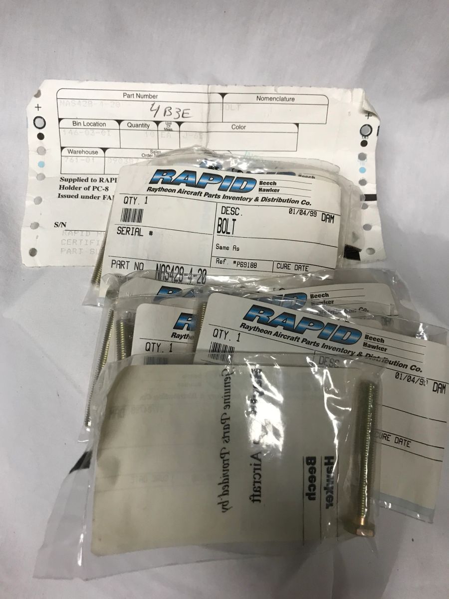 NAS428-4-20 New bolt with Rapid pick tag, includes 7