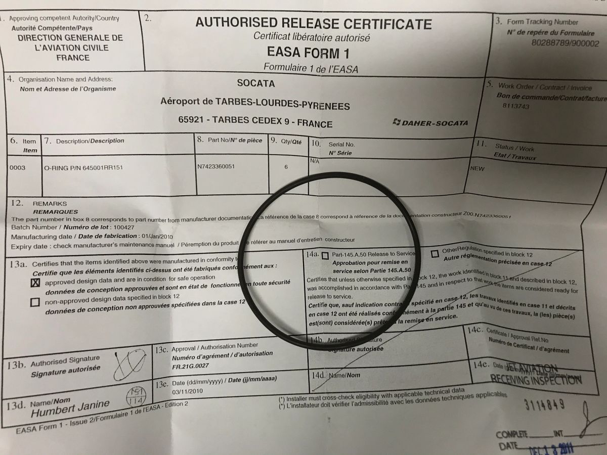 645001RR151 New O-Ring with EASA Form 1