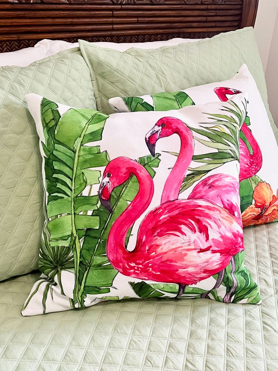 Flamingo Tropics 2 Sided Indoor Outdoor Pillow