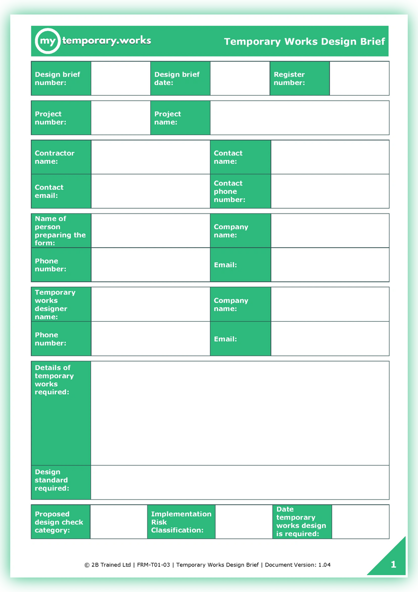 Temporary Works Design Brief