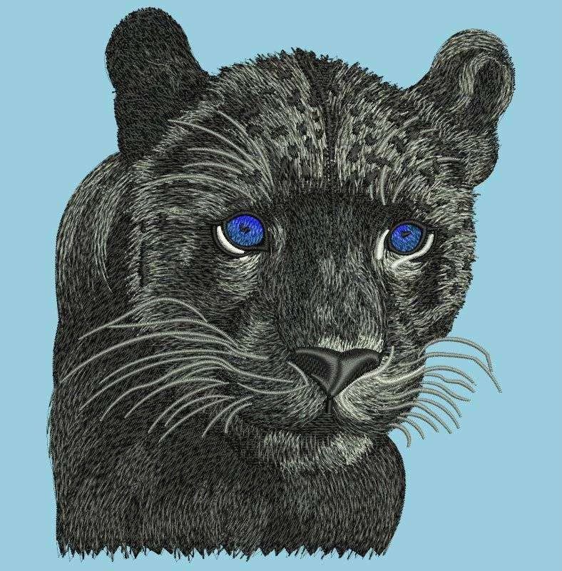 BLACK PANTHER PE Portraits Embroidered Jacket, Wildlife Art Sweater ...