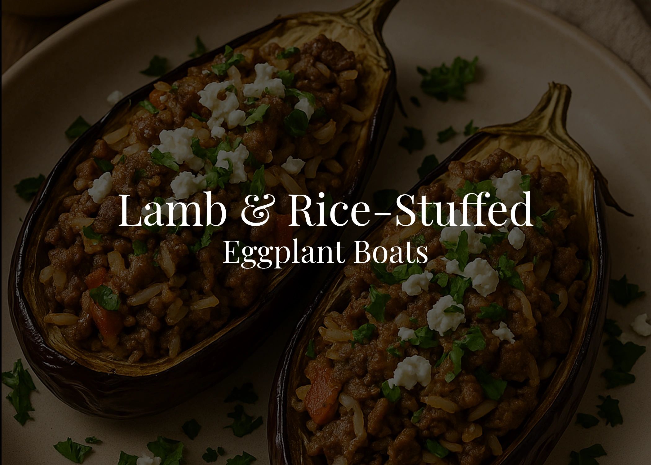 Lamb and Rice-Stuffed Eggplant Boats