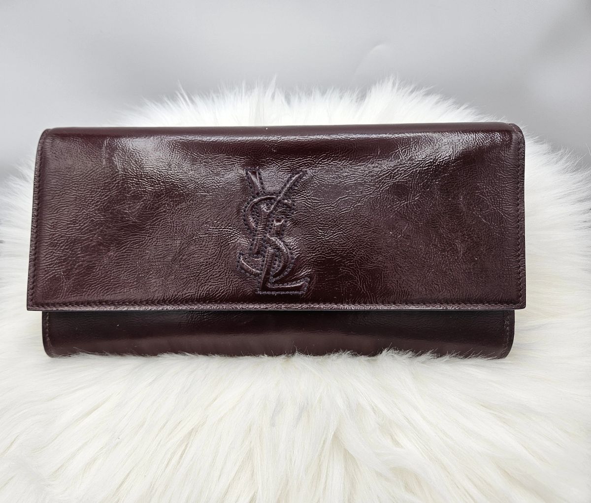YSL Textured Patent clutch