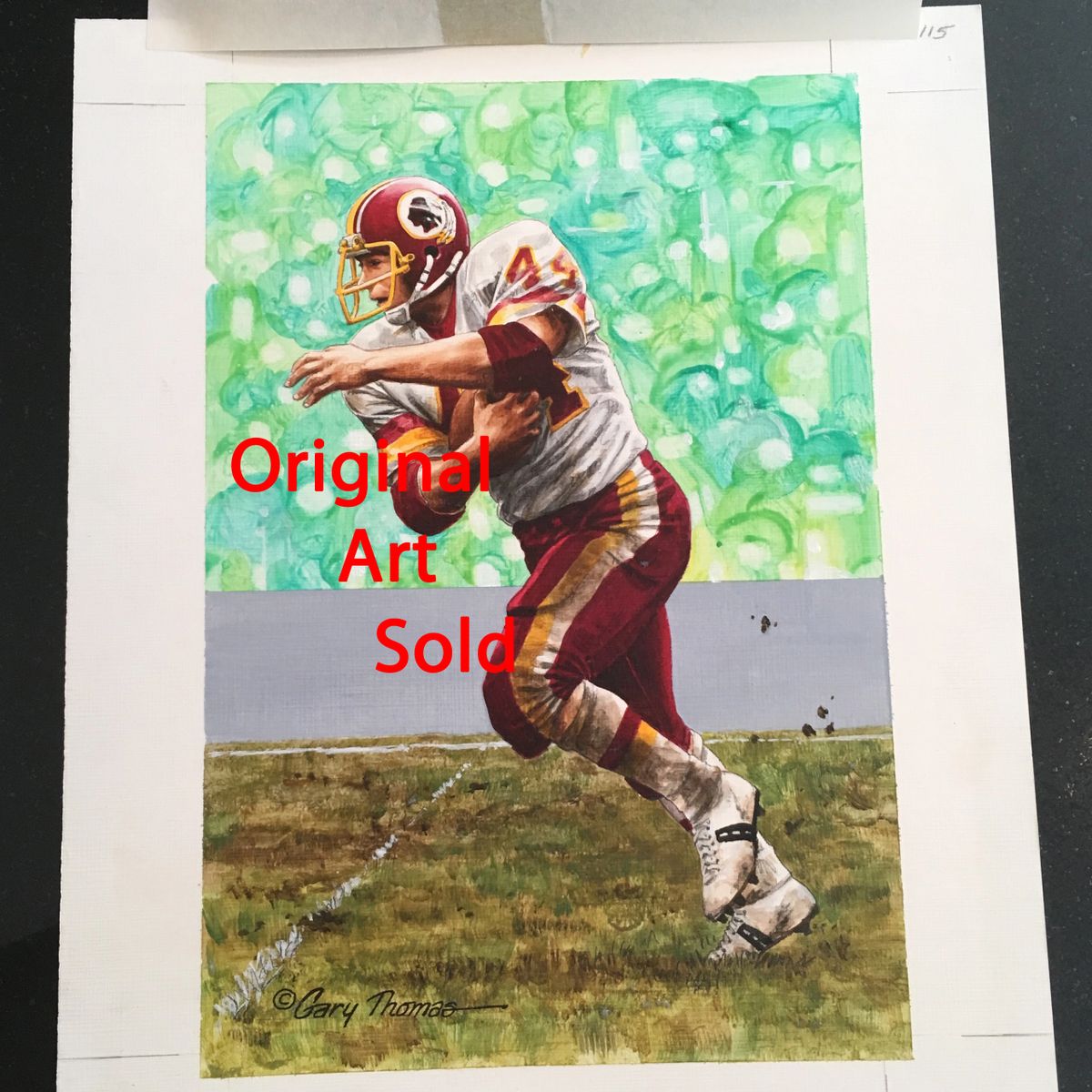 SOLD - John Riggins - The Original Art used for the Goal Line Art Cards