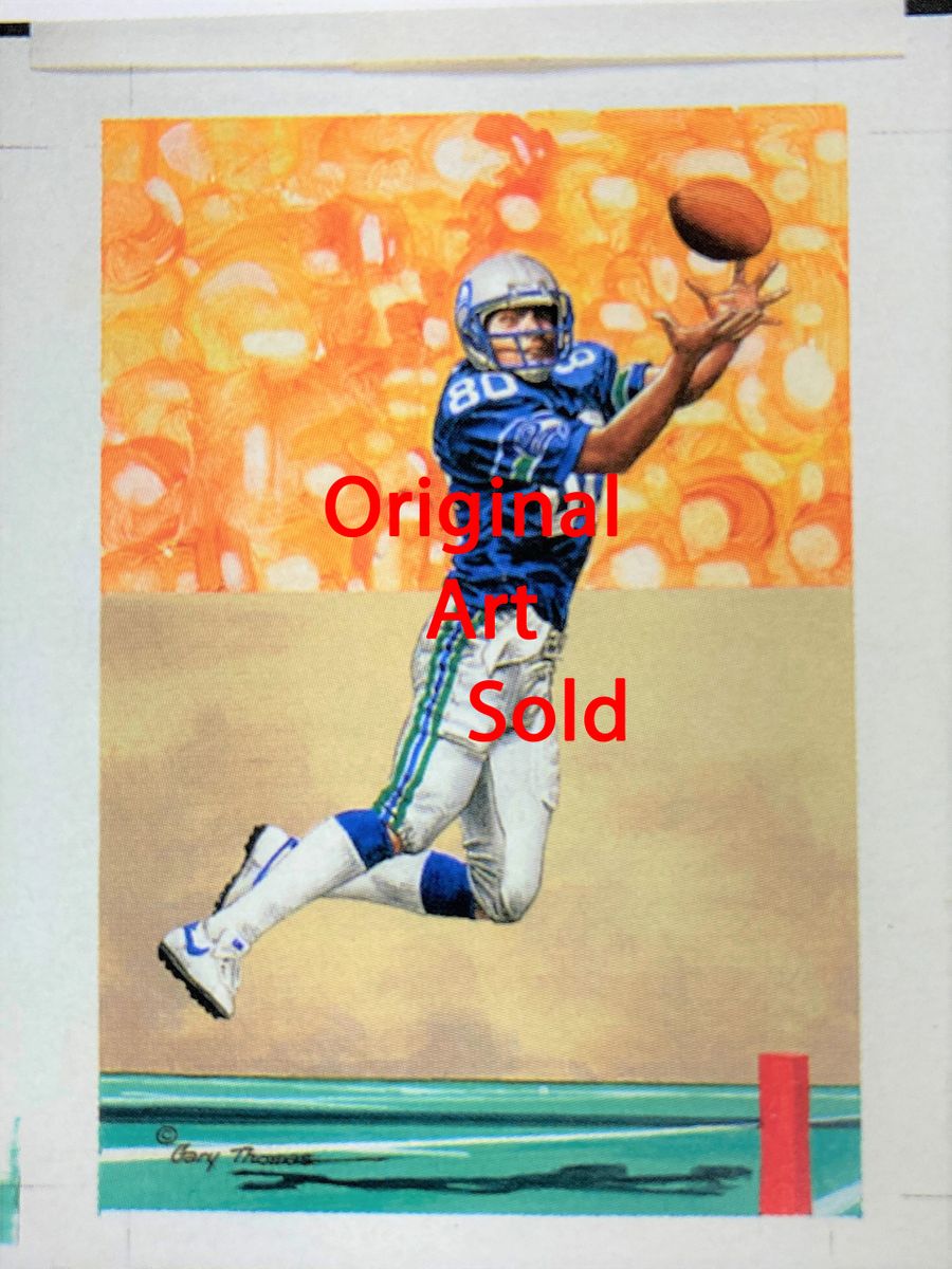 SOLD - - The Original Art Steve Largent used for the Goal Line Art Cards