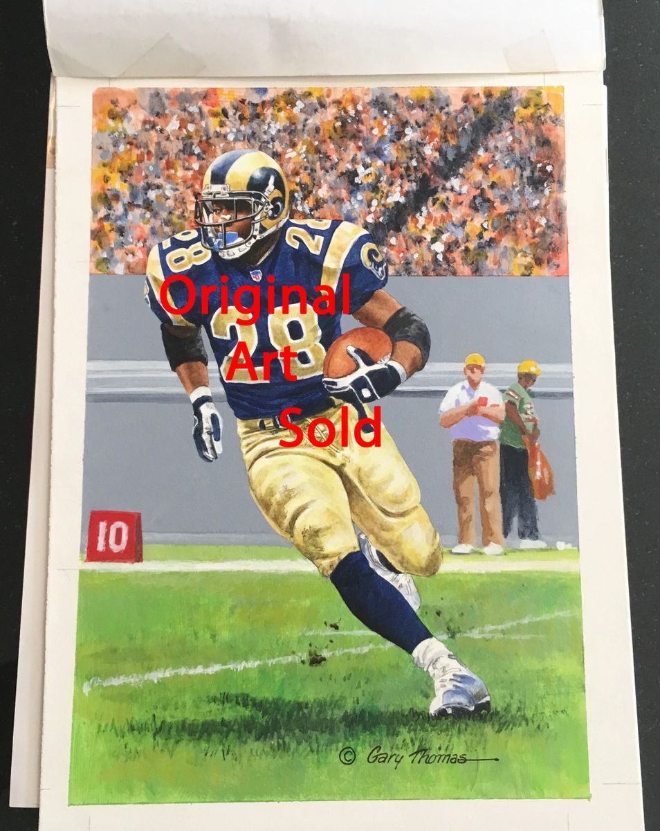 SOLD - Marshall Faulk - The Original Art used for the Goal Line Art Cards