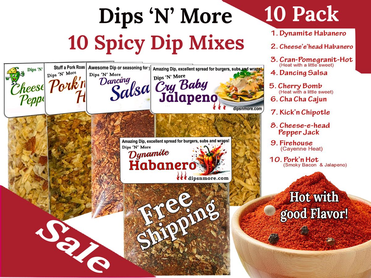 10 Small Spicy Dip Mixes, Seasoning Blends, Party Dip Mixes, spices