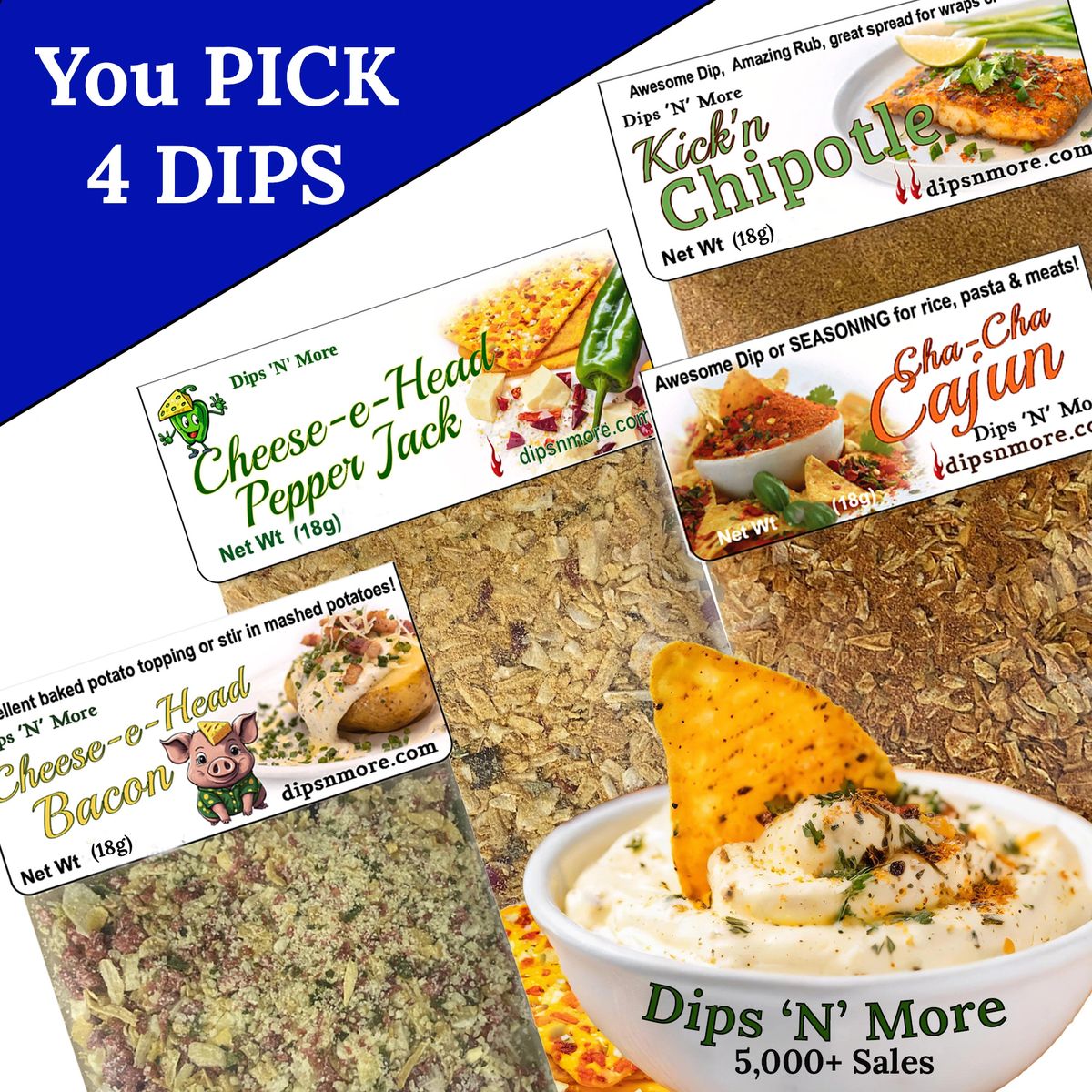 4 Small Dip Mix Packages - You Choose your Flavors, Chip dip, Sour ...