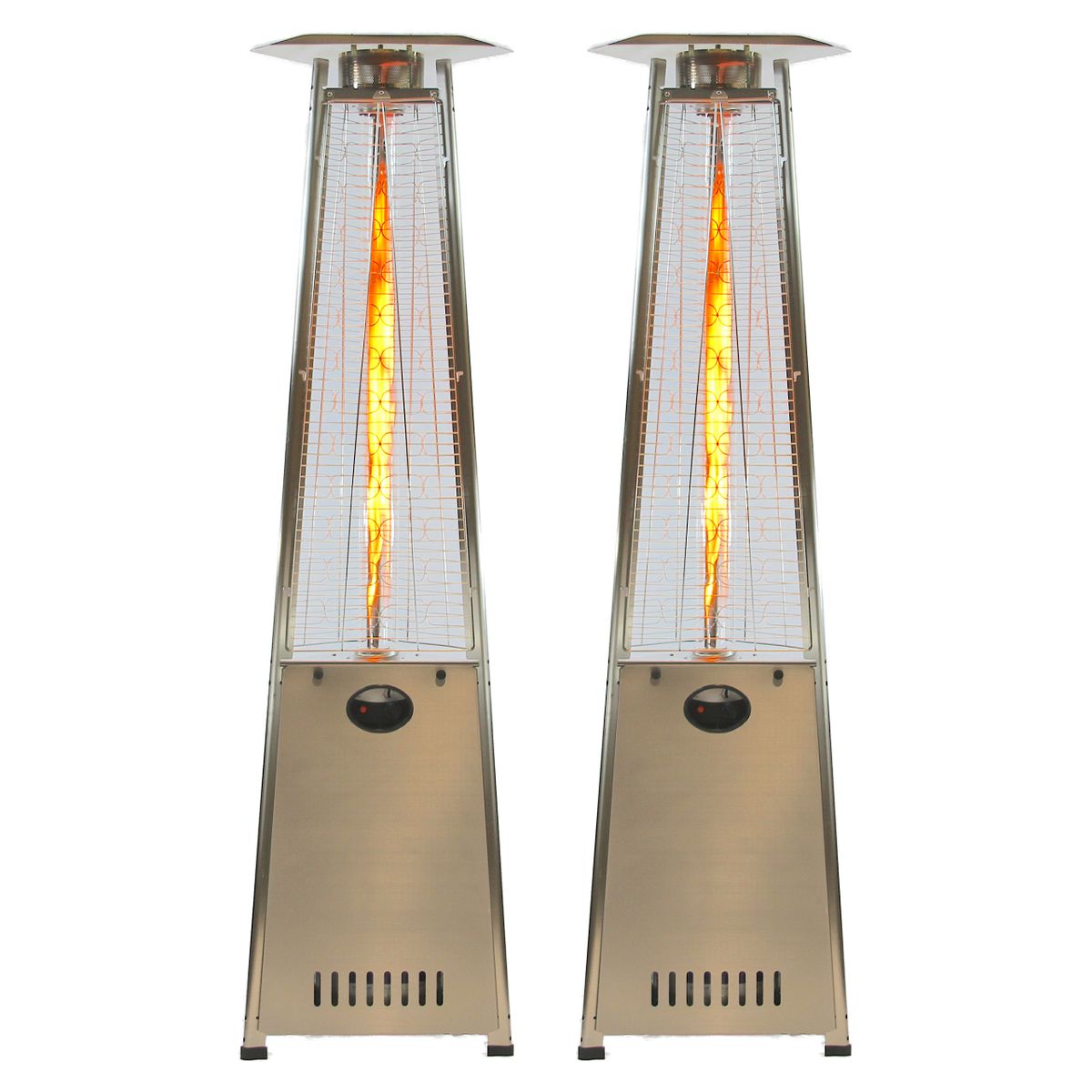 Two Pack: 93" Pyramid Flame Propane Patio Heaters - Stainless Steel ...