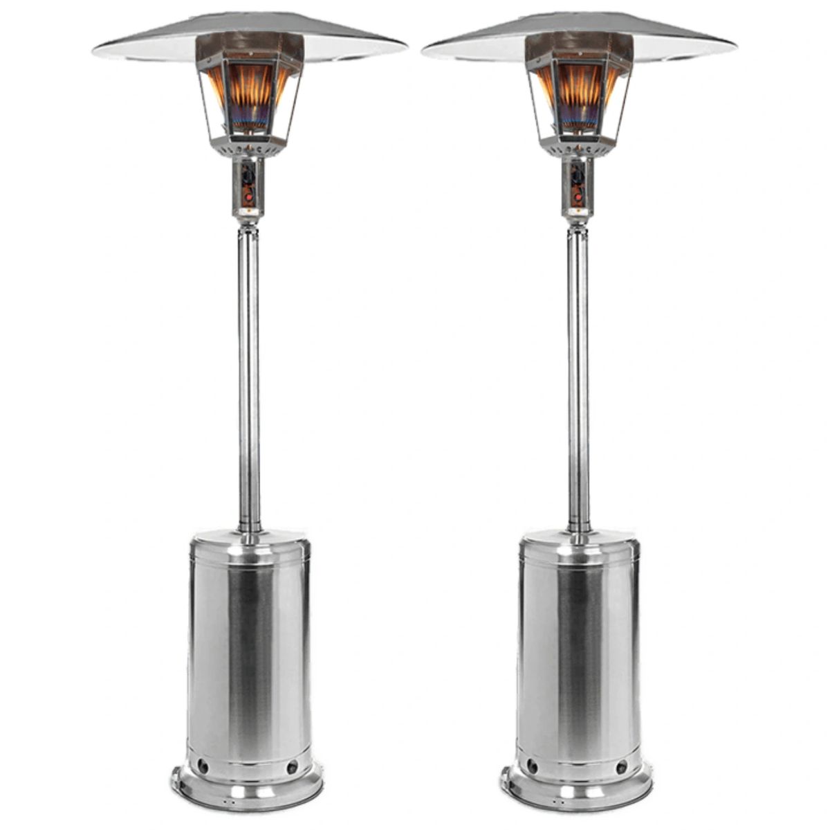 Two Pack: 96" Real Flame Propane Patio Heaters - Stainless Steel Finish ...